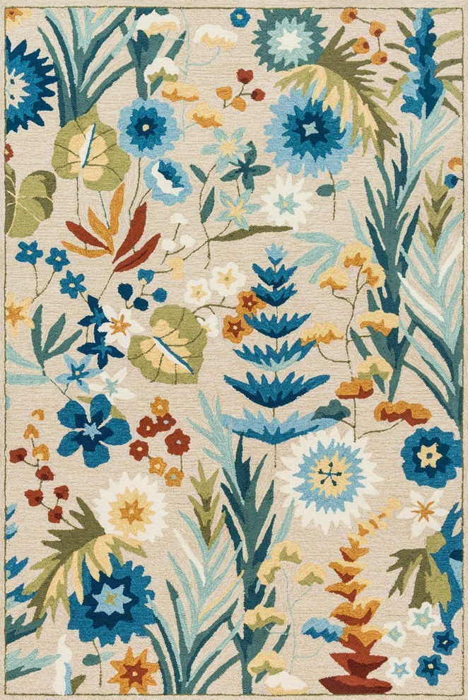 Loloi Hooked Francesca FC-60 Rug, Beige/Lagoon, 3'6"x5'6 ...