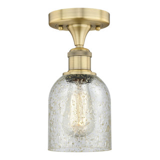 Caledonia 1 Light Flush Mount, Brushed Brass, Mica - Industrial - Flush ...
