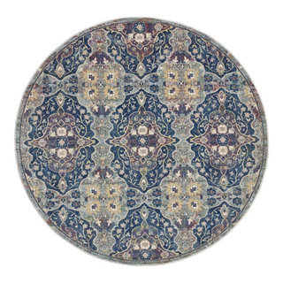 Nourison Global Vintage 72x72" Round Traditional Fabric Area Rug in ...
