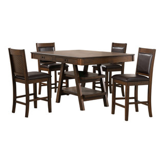 Dewey 5-piece Rectangular Dining Table Set Walnut - Dining Sets - by Gunel | Houzz