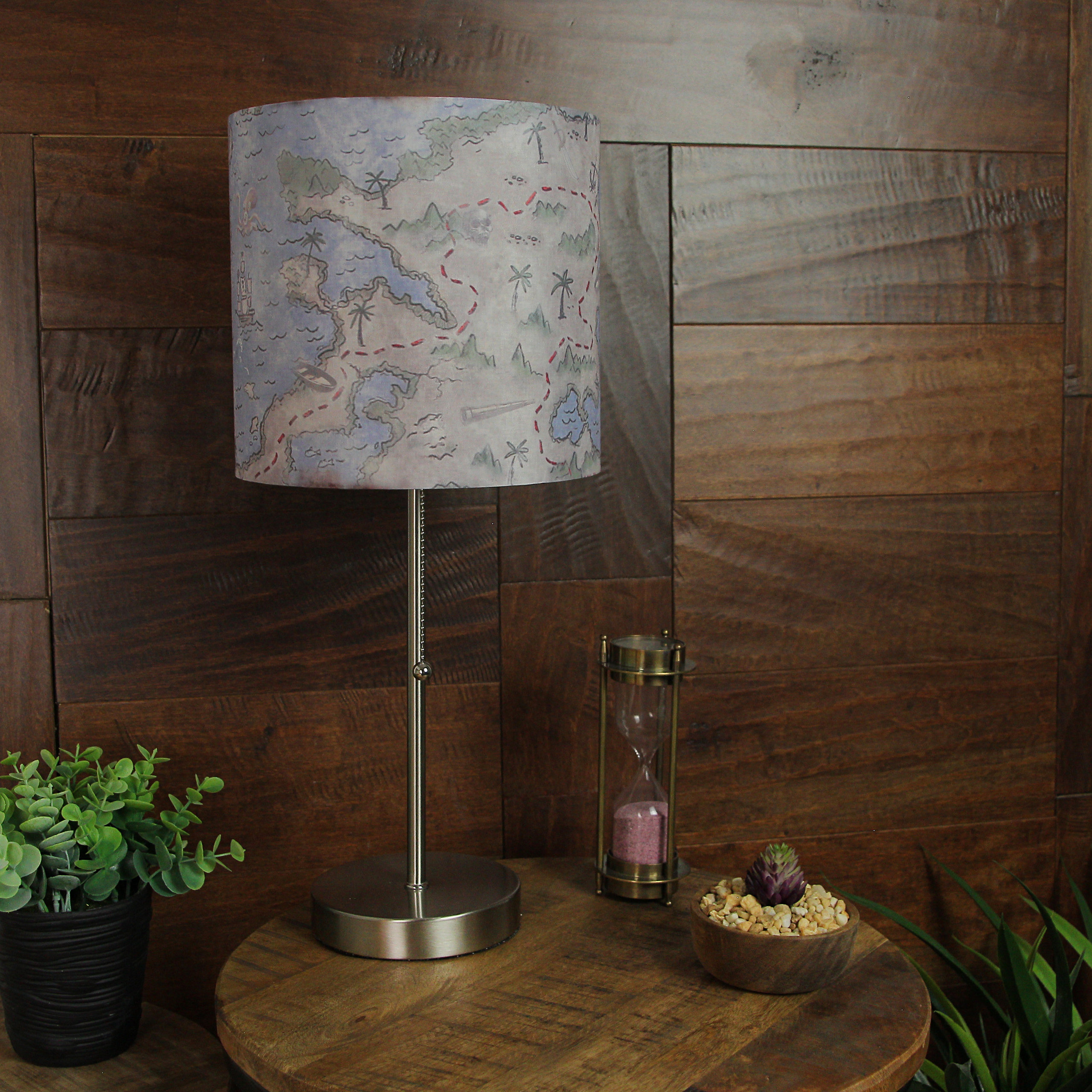 Decorative Treasure Map Brushed Nickel Accent Lamp Coastal Pirate Beach ...