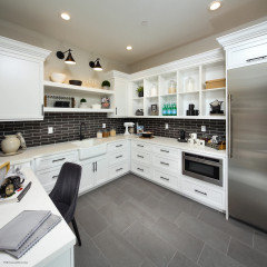 White subway tile backsplash for Ikea Enkoping kitchen cabinets ...