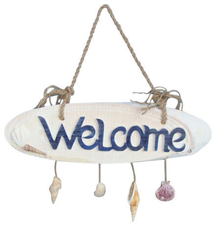 Welcome Plaque With Seashells - Beach Style - Novelty Signs - by Brass ...