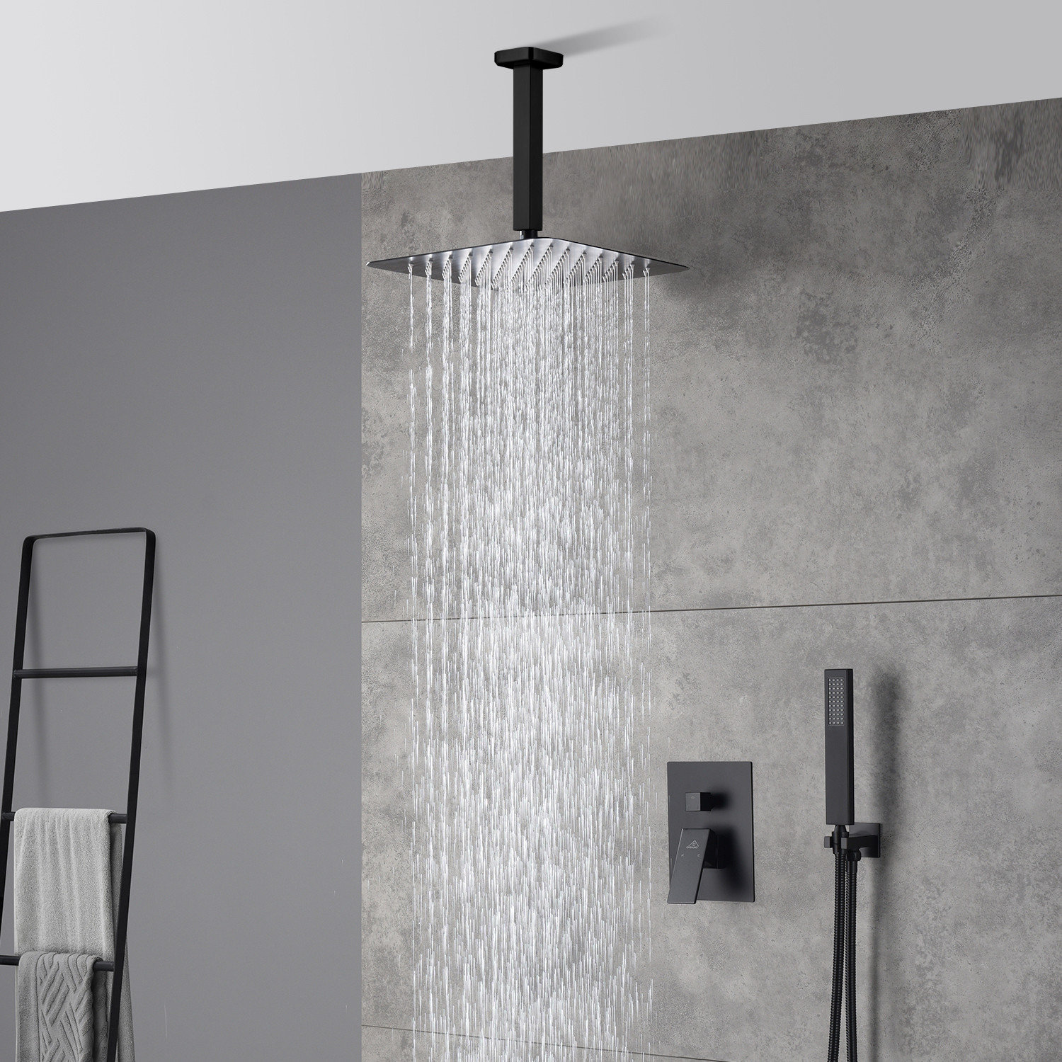 CASAINC 10" Ceiling Mount Dual Rainfall Shower Head Shower System Kit ...