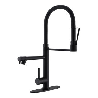 Arched Stainless Steel Kitchen Faucet with Dual Nozzles and Pull-Down ...