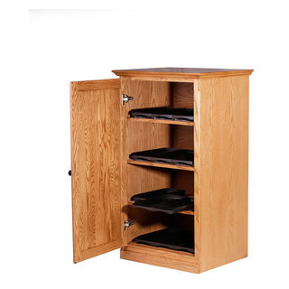 Traditional Oak Media Storage With Wood Door, 25w x 45h x 21d ...