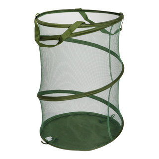 Round Steel Laundry Hamper With Lid, Matte Black - Contemporary ...