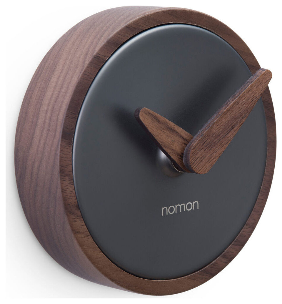 Nomon Atomo Wall T Clock | Graphite Brass with Walnut Hands ...