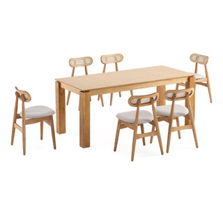 7-Piece Rockaway Modern Solid Wood Dining Set - Tropical - Dining Sets ...