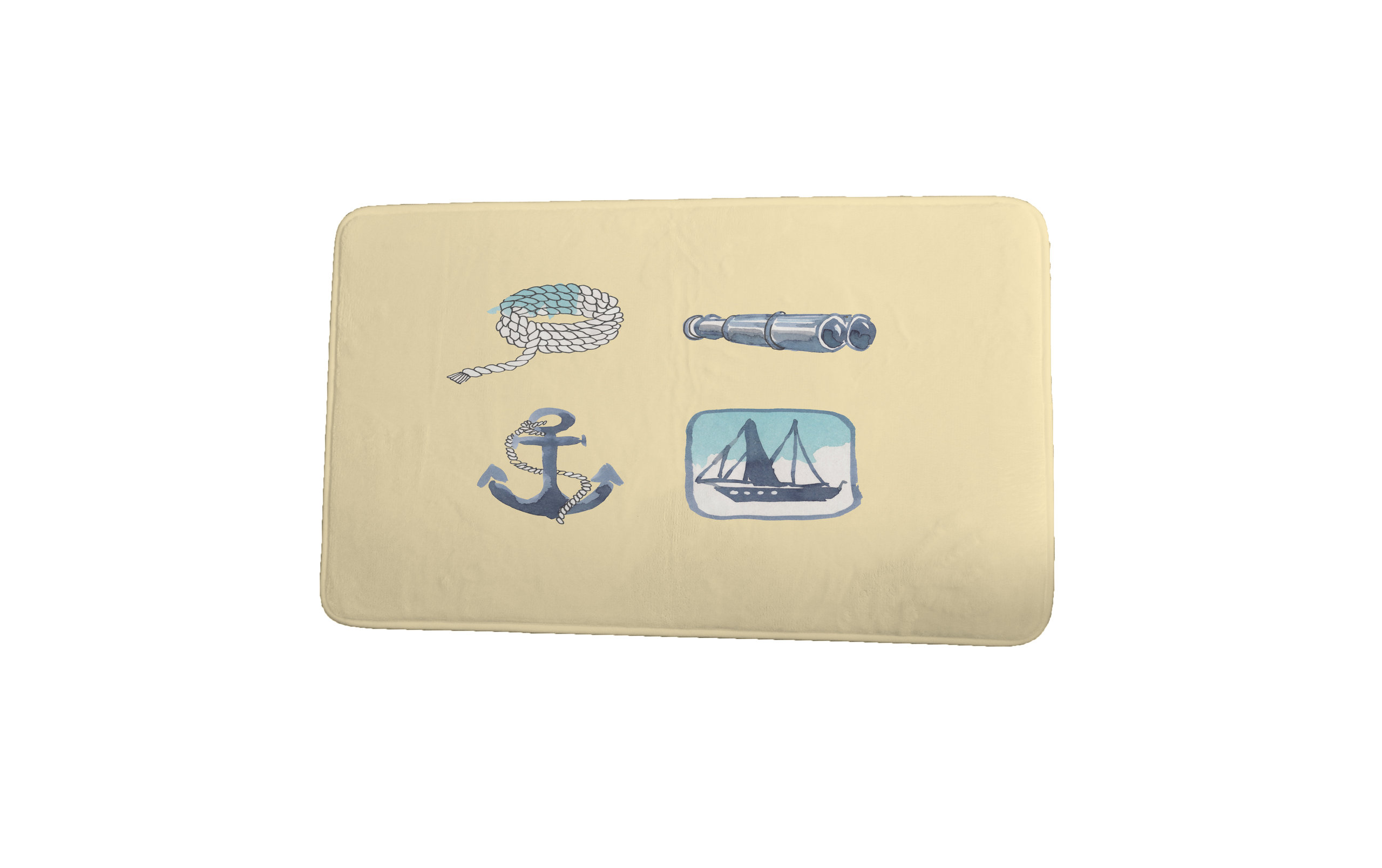 Nantucket Sea Tools Geometric Print Bath Mat, 21"x34" - Beach Style ...