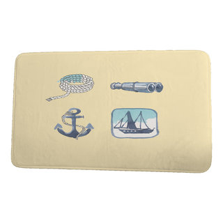Nantucket Sea Tools Geometric Print Bath Mat, 21"x34" - Beach Style ...