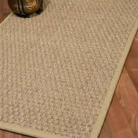 "Optimum" Seagrass Rug - Sage/Khaki, Handcrafted, Cotton Border, 5' X 8 ...