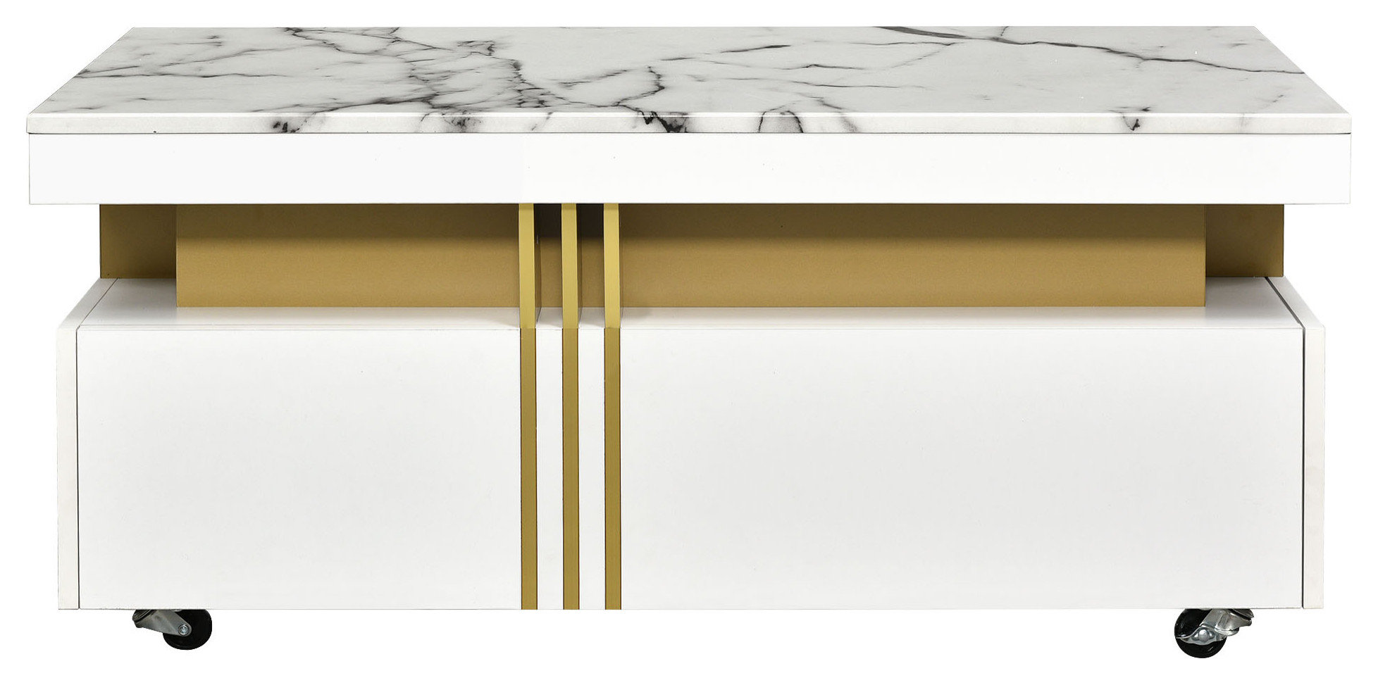 TATEUS Coffee Table with Caster Wheels, Moderate Luxury Center Table ...