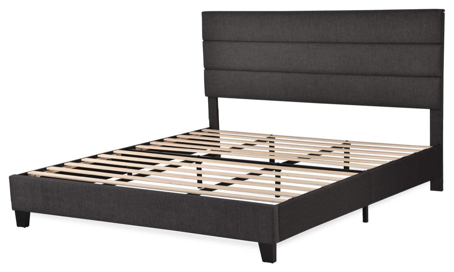 King Size Bed Frame, Upholstered Platform Bed Frame with Headboard ...