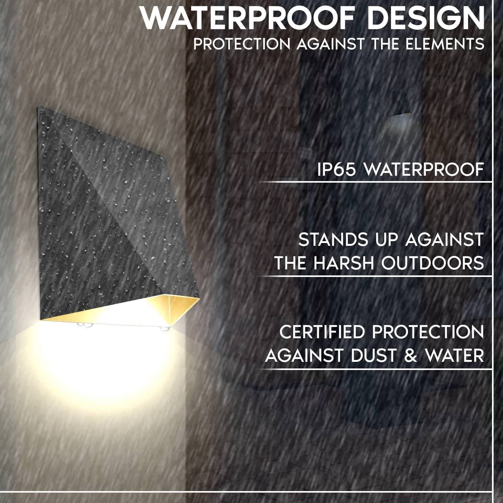 Luxrite Outdoor LED Black and Gold Wall Sconce 3CCT 8" IP65 2-Pack ...