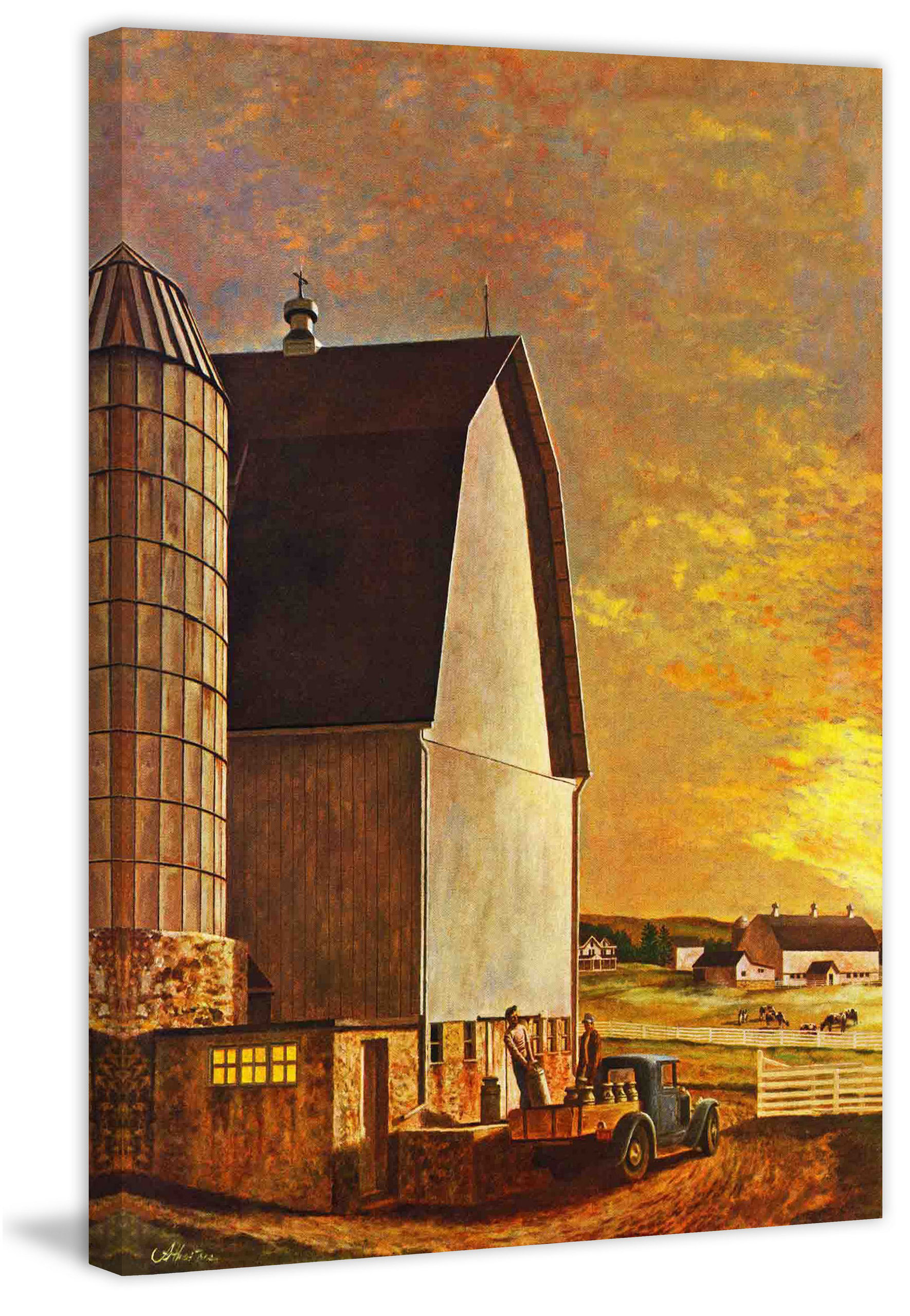 "Barnyard" Painting Print on Canvas, 40"x60" - Farmhouse - Prints And ...