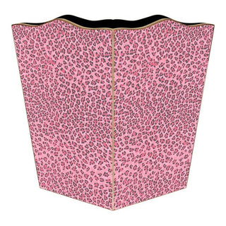 Pink Leopard Wastepaper Basket - Traditional - Wastebaskets - by Marye ...