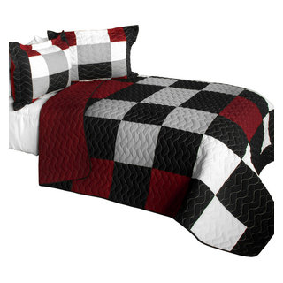 Fans of Chess 3PC Brand New Vermicelli-Quilted Patchwork Quilt Set Full ...
