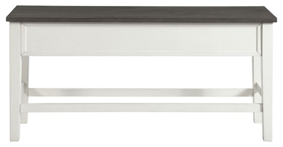 Bowery Hill Farmhouse Wood Storage Counter Dining Bench in Gray ...