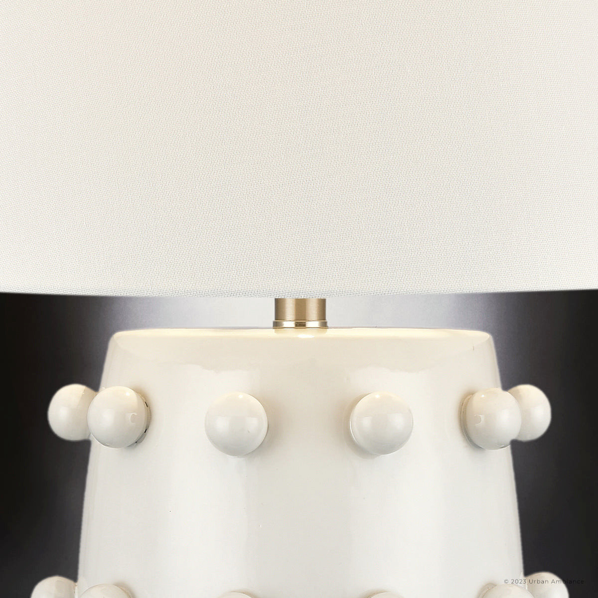 Transitional Table Lamp 15''W x 15''D x 28''H, White Glazed Finish ...