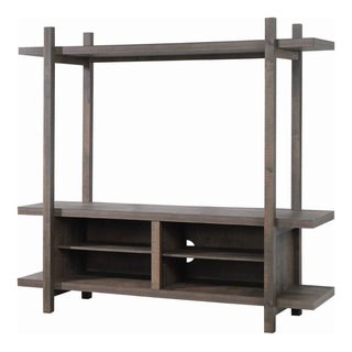 2 Compartment Wooden Entertainment Center With 2 Adjustable Shelves ...