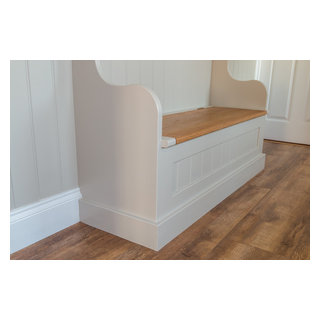 Secret bookcase door, TV unit and Monk's bench hallway storage ...