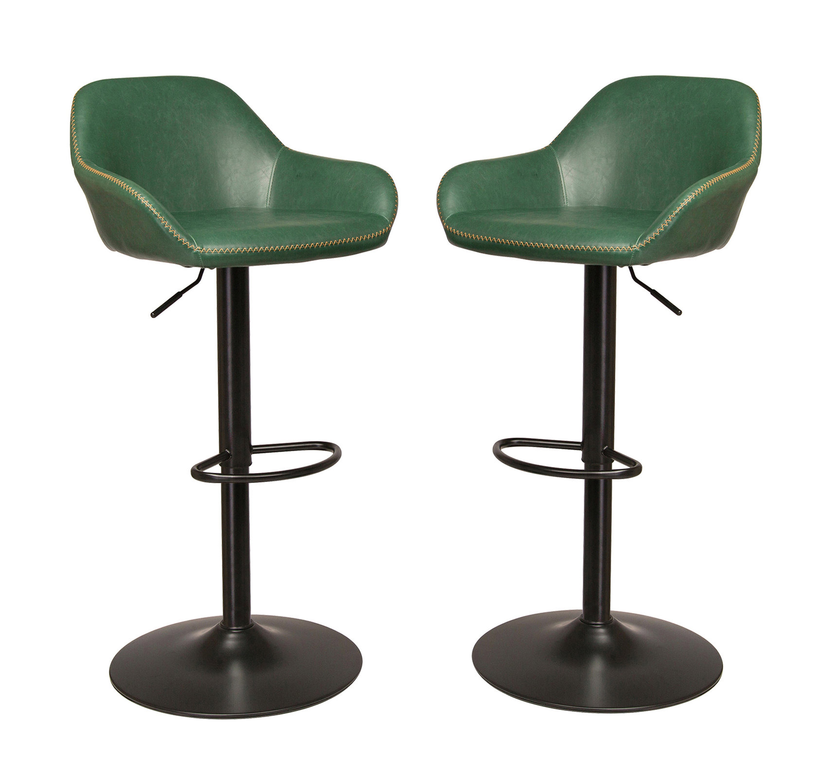 Hunter Green Vintage Leatherette Bar Stool, Set of 2 - Transitional ...