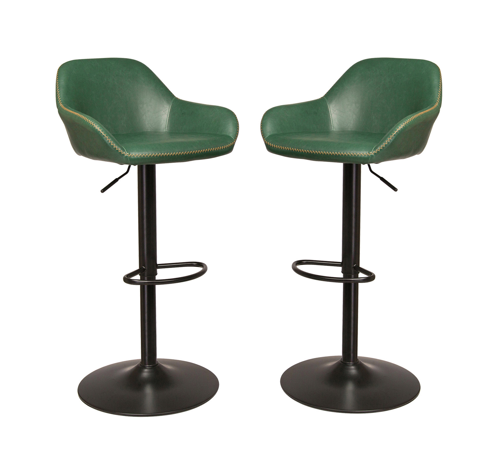 Hunter Green Vintage Leatherette Bar Stool, Set of 2 - Transitional ...