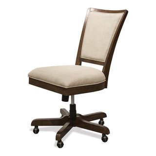 Riverside Furniture Vogue Upholstered Wood Desk Chair in Plymouth Brown ...