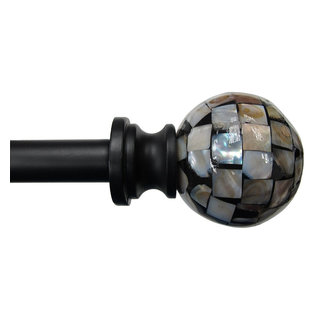 Pearl Finial Curtain Rod, 84"-120" - Beach Style - Curtain Rods - by ...