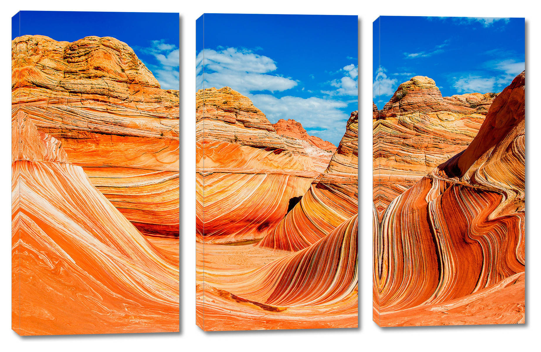 The Wave, Arizona Rockies Canvas Print 3 Panel Split, Triptych Wall Art ...