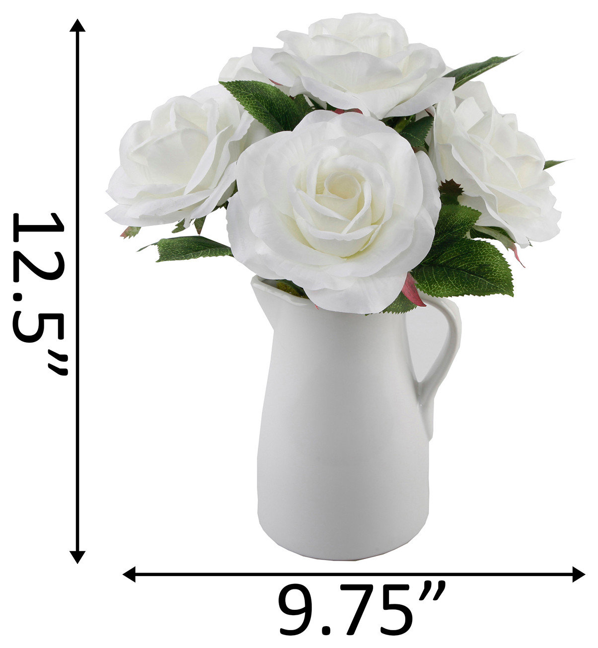 12" H Roses In Ceramic Water Pot,White - Transitional - Artificial ...