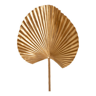 40" Artificial Golden Ruffled Fan Palm Stems, Set of 3 - Artificial ...