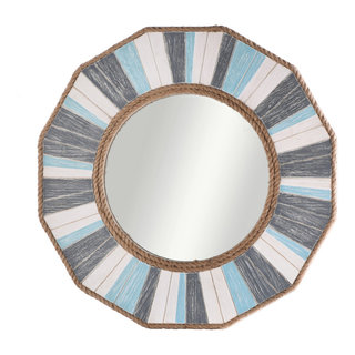 Montauk Weathered Wood and Rope Wall Mirror Gray, Cream, and Blue ...