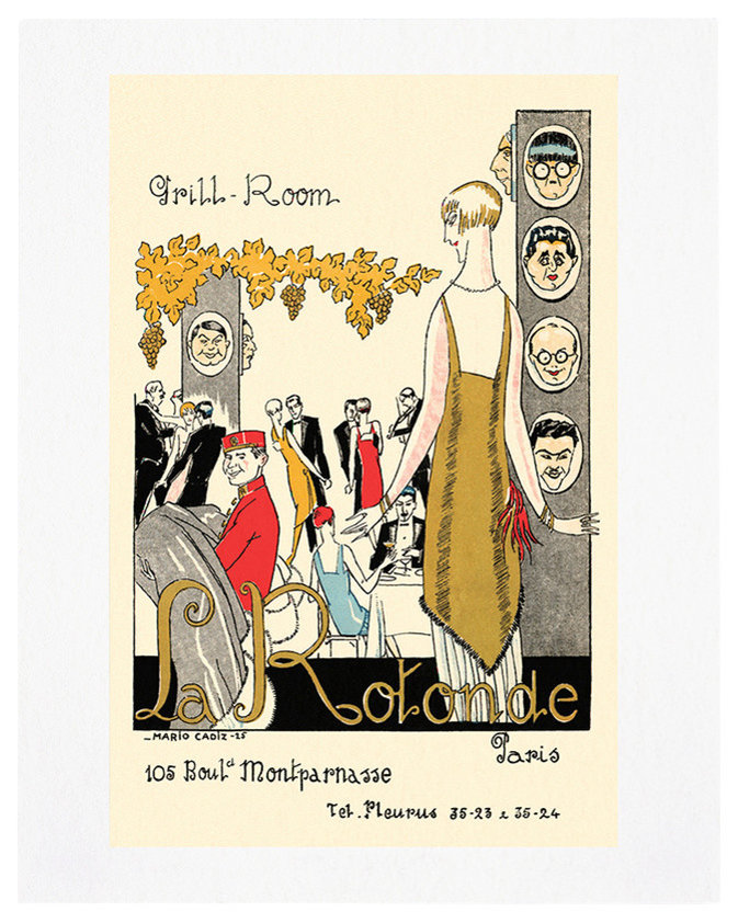 La Rotonde, Paris 1925 Vintage Menu Art Print, 16x20 - Eclectic ...
