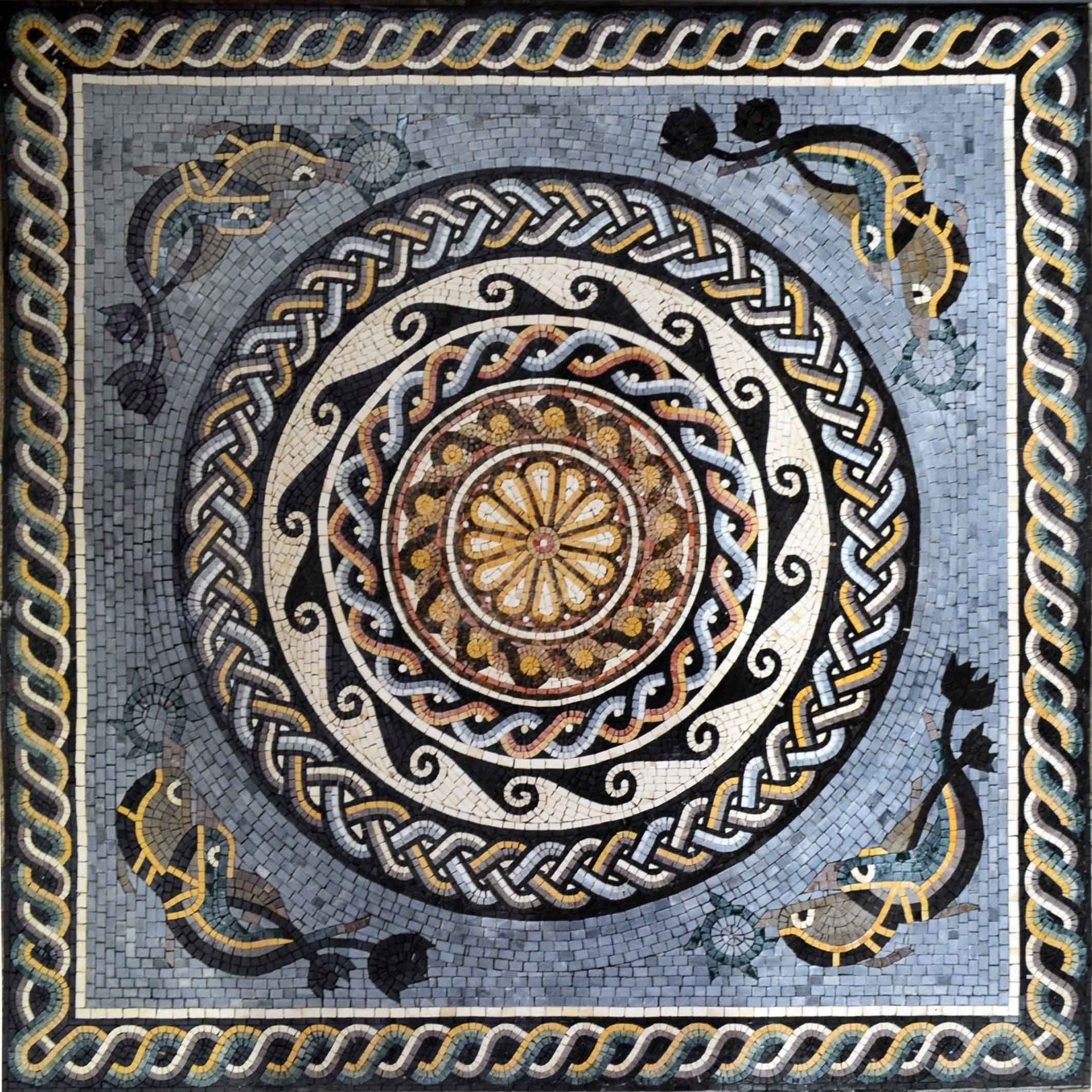 Nautical Design Mosaic Stone Art, 61" x 61" - Beach Style - Tile Murals ...