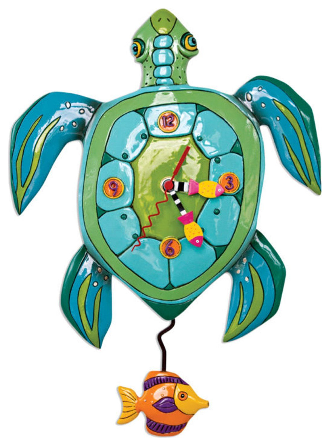 Allen Designs Sup Dude Turtle Pendulum Wall Clock Battery Operated 13.5 ...