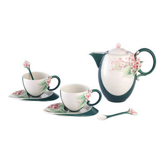 Franz Porcelain Collection Shining Hope Lilac Teapot Cup Saucer Spoon ...