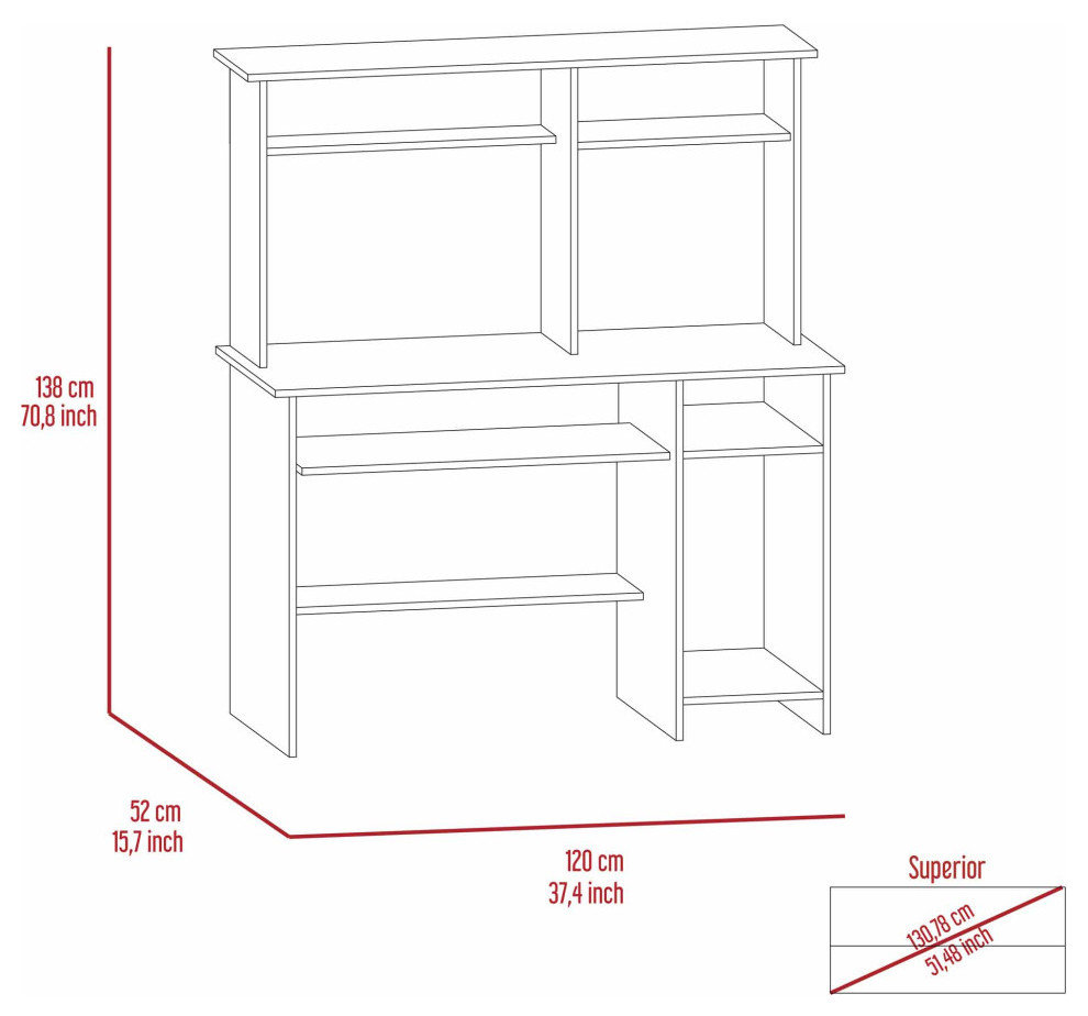Weston 120 Computer Desk with CPU Storage, and Keyboard Tray, Light ...