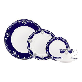 Lenox Marchesa Empire Pearl Indigo Bone China 5 Piece Place Setting ...