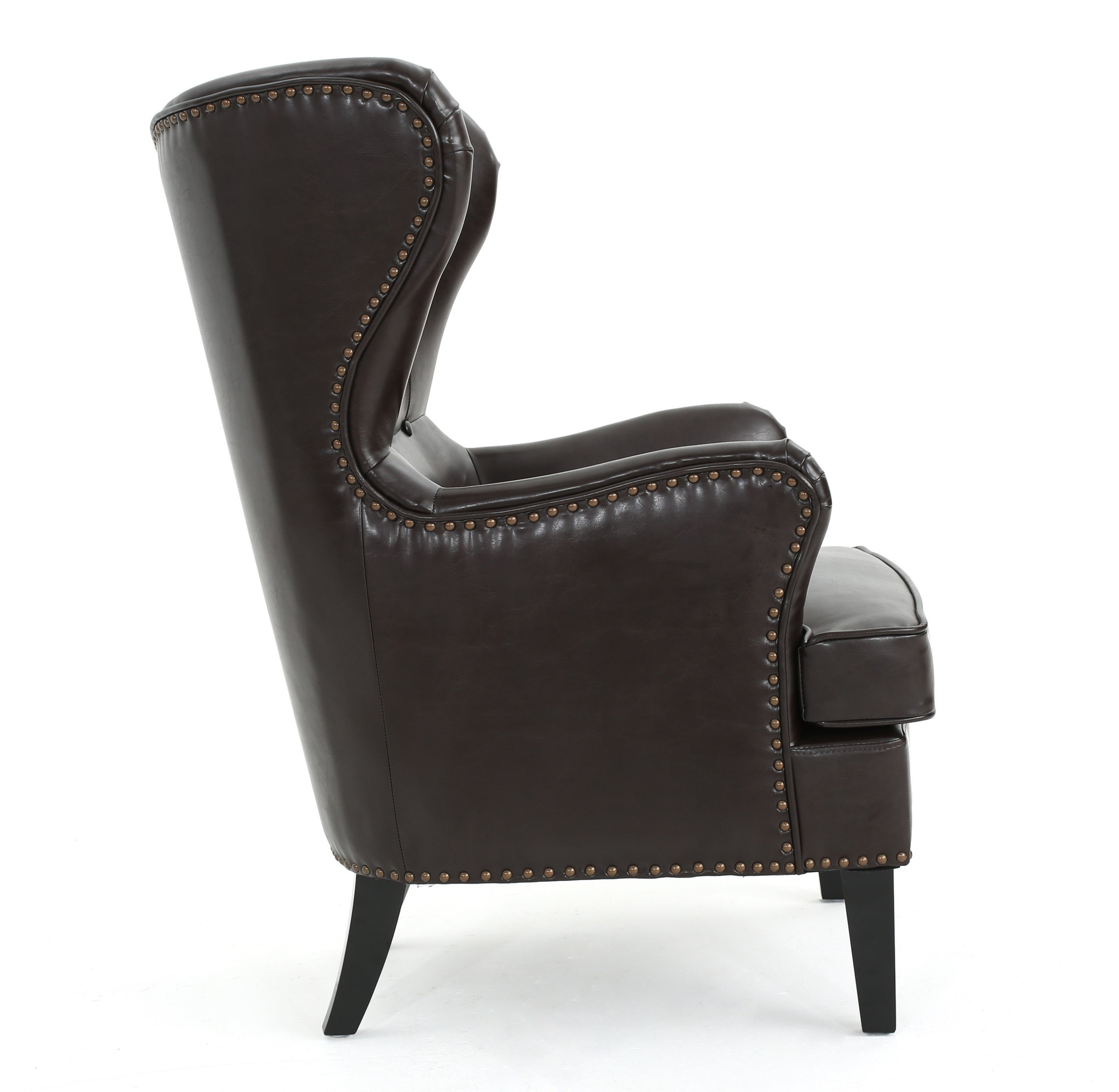 GDF Studio Romford Bonded Leather Wingback Club Chair - Transitional ...