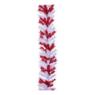 9' Pre Lit White/Red Garland With Warm White and Multicolor B?O LED ...