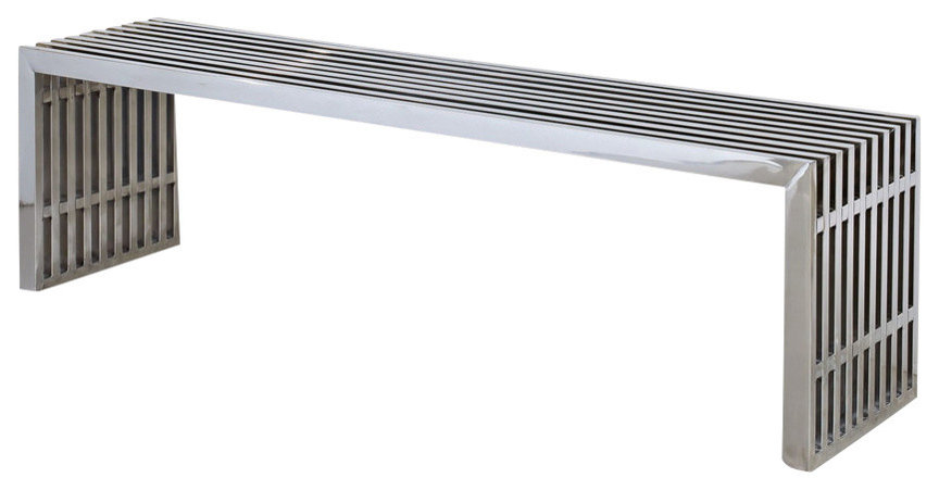 Modern Contemporary Living Room Metal Benches Set of 2 Silver ...