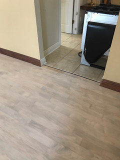 new hardwood matching old tile