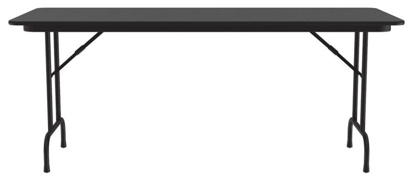 Correll 30"W x 60"D Melamine Top Folding Table in Black Granite ...