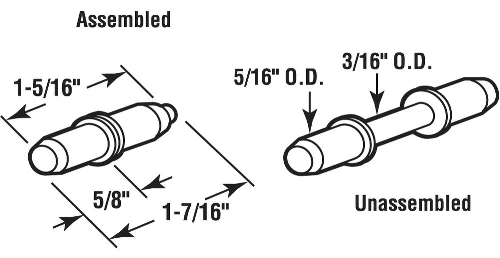 1-7/16" White Nylon Storm Door Hinge Pin Kit with Pins and Bushings, 6 ...