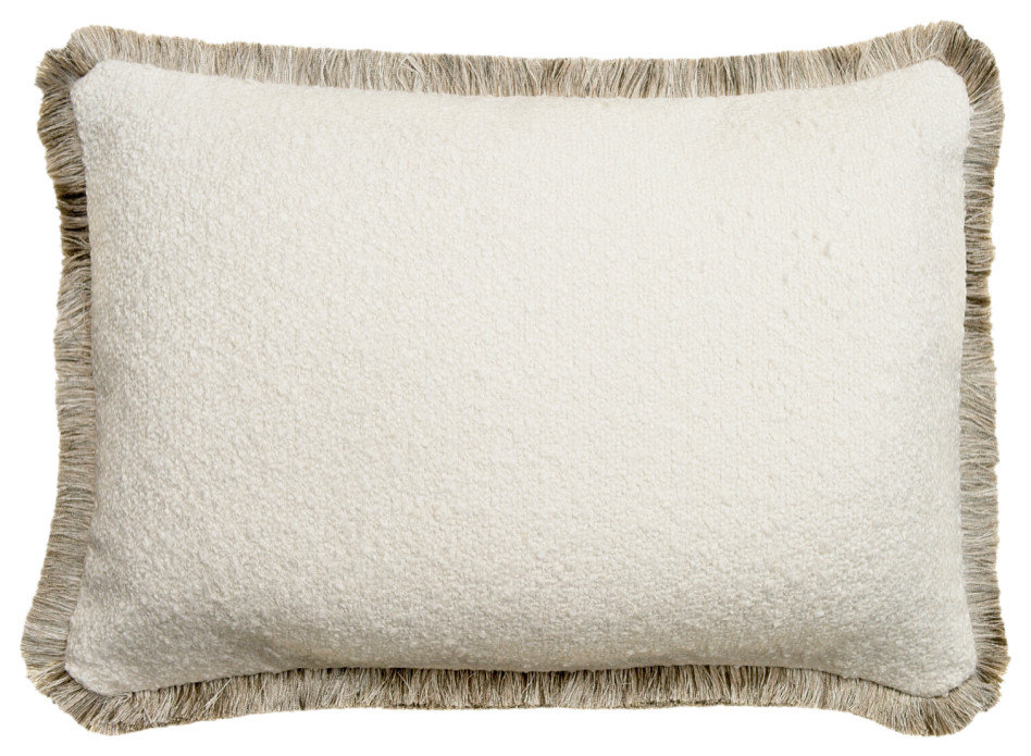 Ivory Boucl√© Fringed Square Cushion | Andrew Martin Huntsman ...