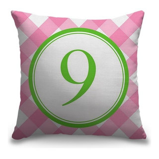 "Number Nine - Circle Plaid" Pillow, 16" x 16" - Contemporary ...