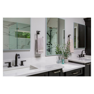 Backlit Mirrors with Integrated Outlets - Modern - Bathroom - New York ...