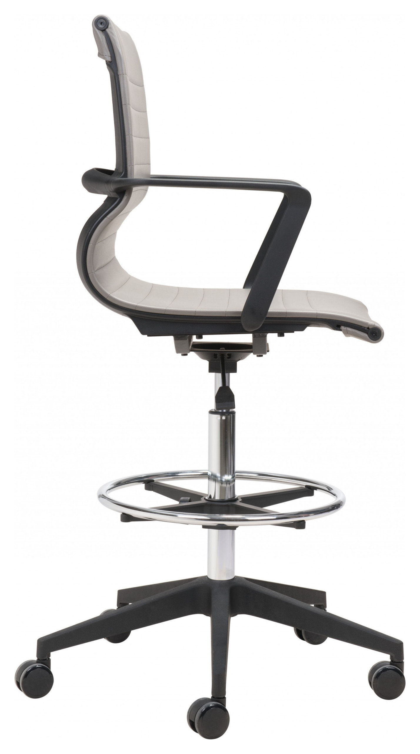 Mod Black and Gray Faux Leather Drafting Chair - Contemporary - Office ...